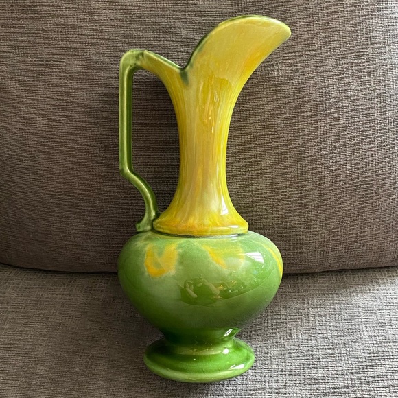 Vintage | Accents | Vintage Haeger Usa Green And Yellow Drip Glaze ...